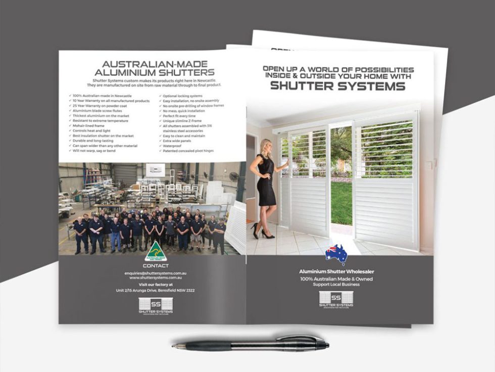 Brochure Design for Shutter Systems » psyborg® Newcastle & Lake Macquarie